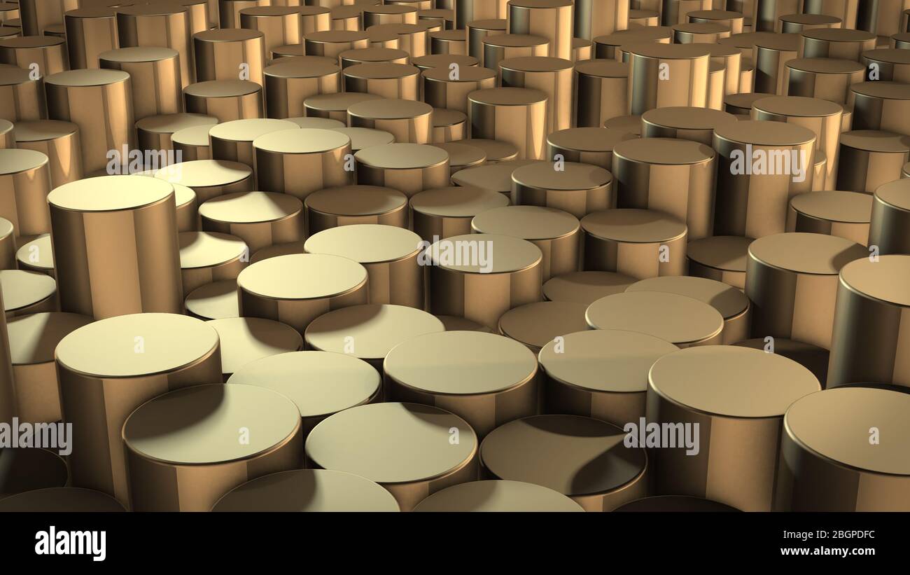 3D rendering of abstract cylindrical geometric golden surfaces in ...