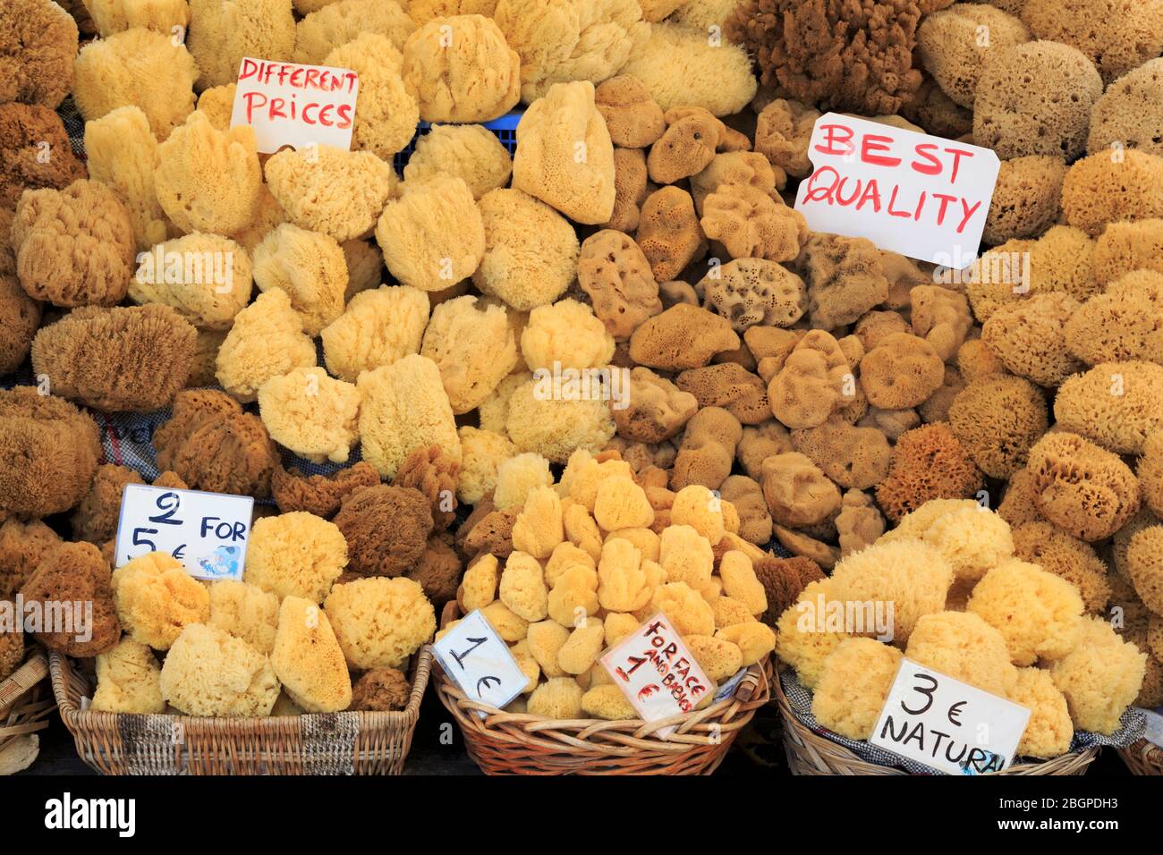 Sponges in the Market, Rhodes Island, Greece, Europe Stock Photo - Alamy