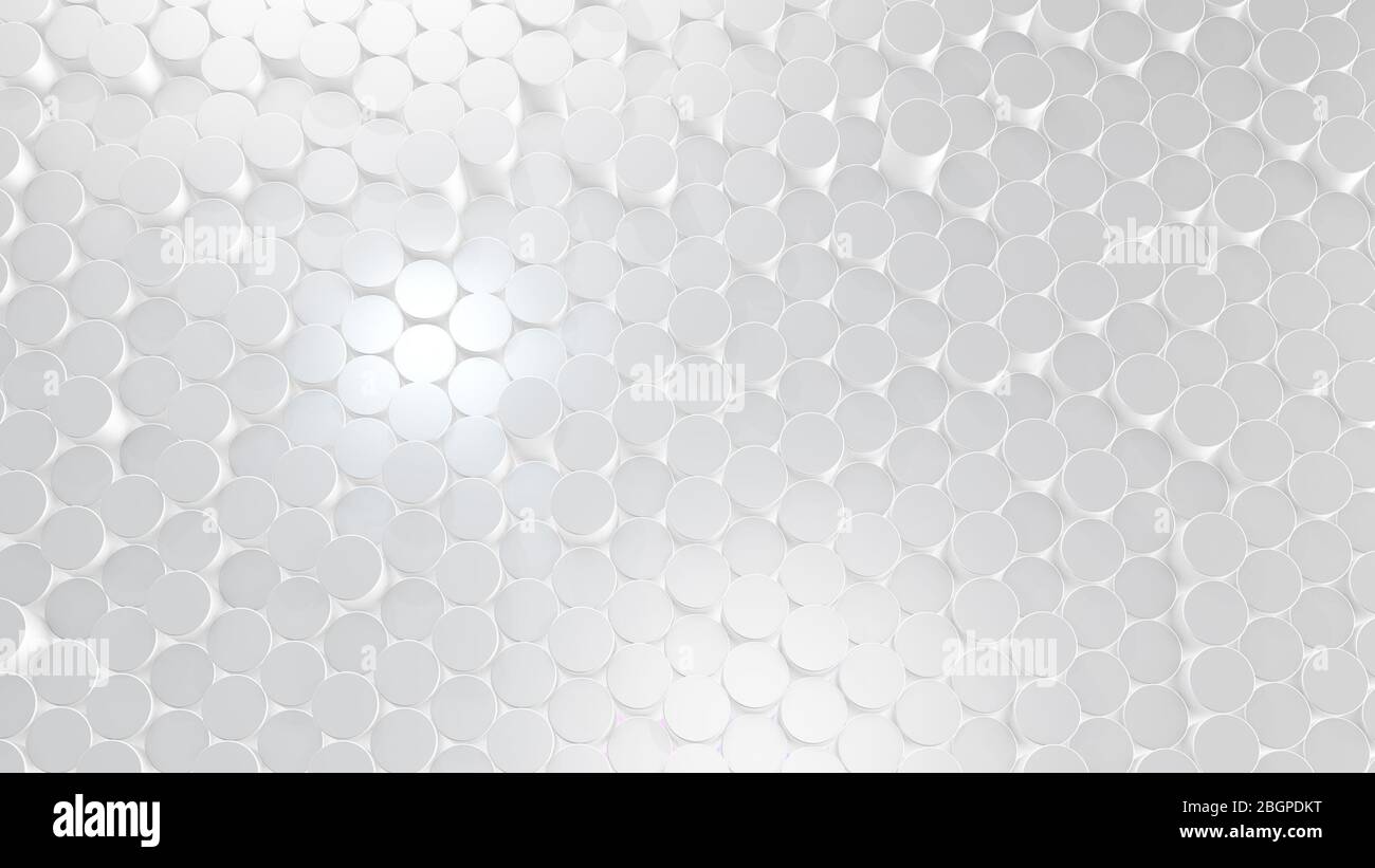 3D rendering of abstract cylindrical geometric white surfaces in ...