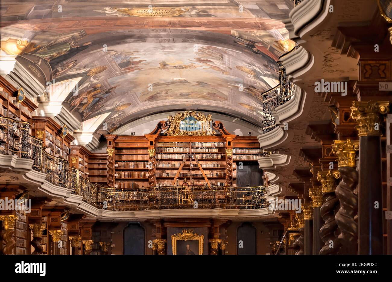 Prague Czech Republic. The interiors of the Baroque Library Stock Photo ...