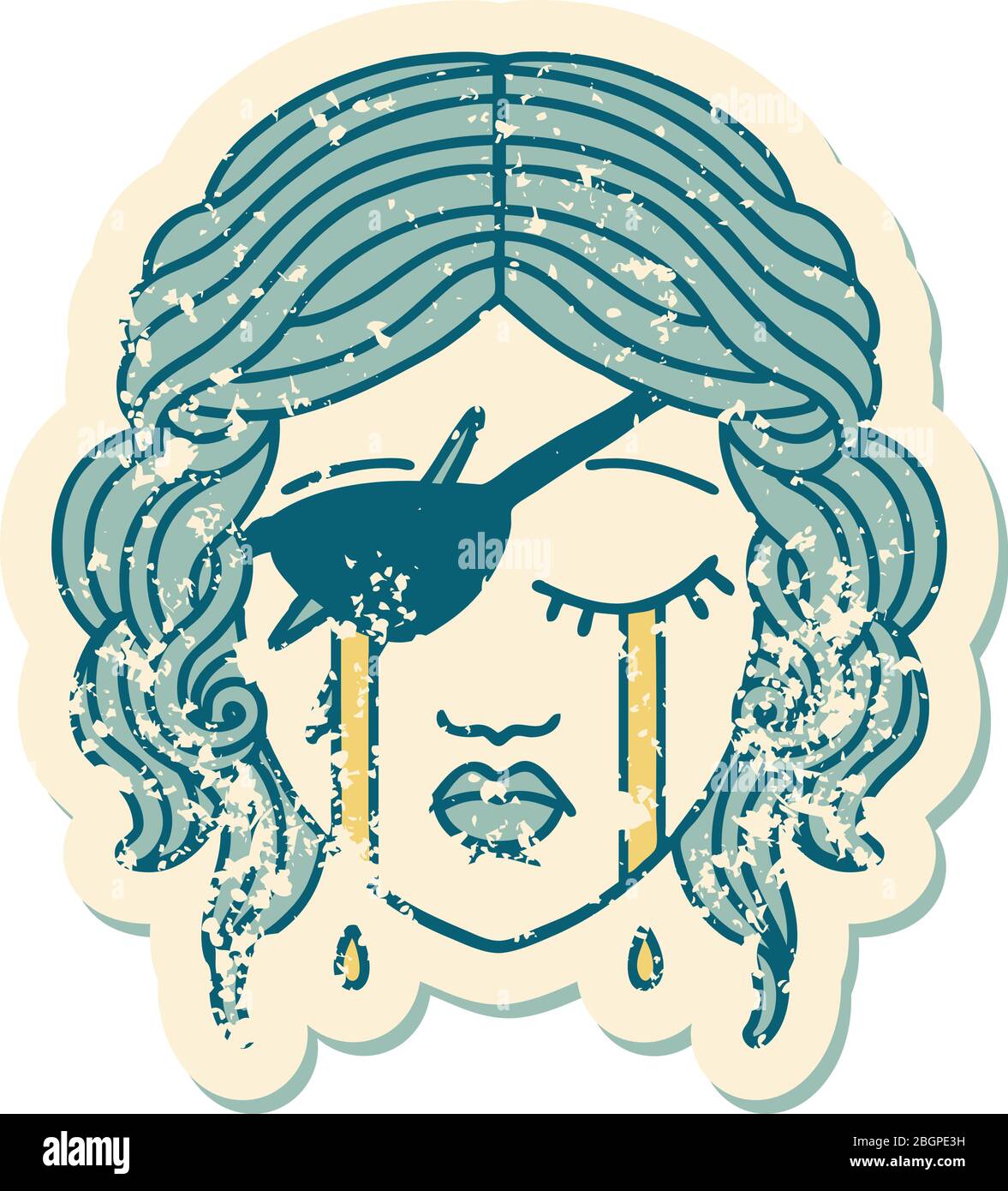 grunge sticker of a crying human rogue character Stock Vector Image ...