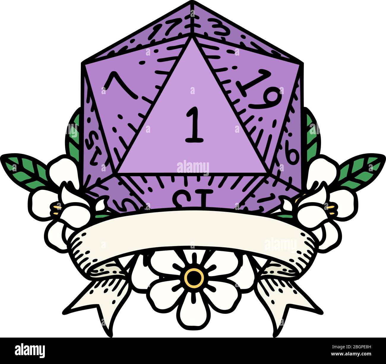 Retro Tattoo Style natural one d20 dice roll Stock Vector Image & Art ...