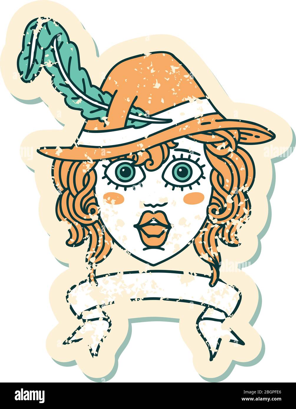 Retro Tattoo Style human bard character with banner Stock Vector Image ...