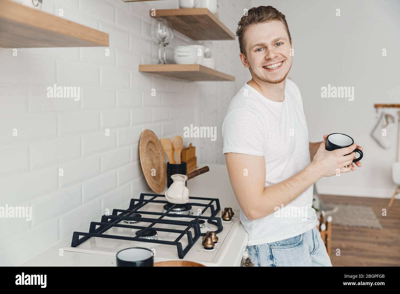 Guy making coffee hi-res stock photography and images - Alamy
