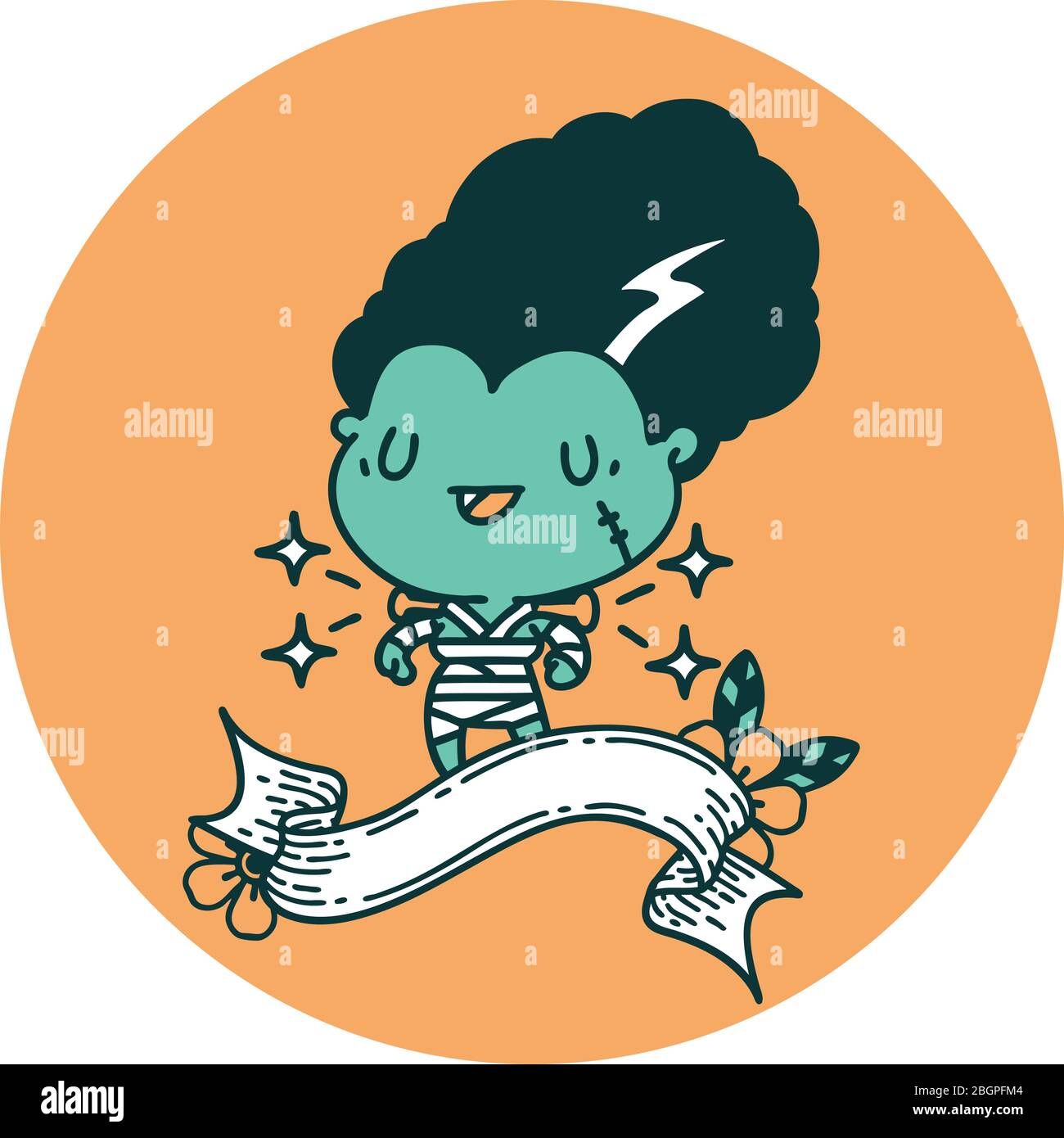 icon of a tattoo style undead zombie bride character Stock Vector Image ...