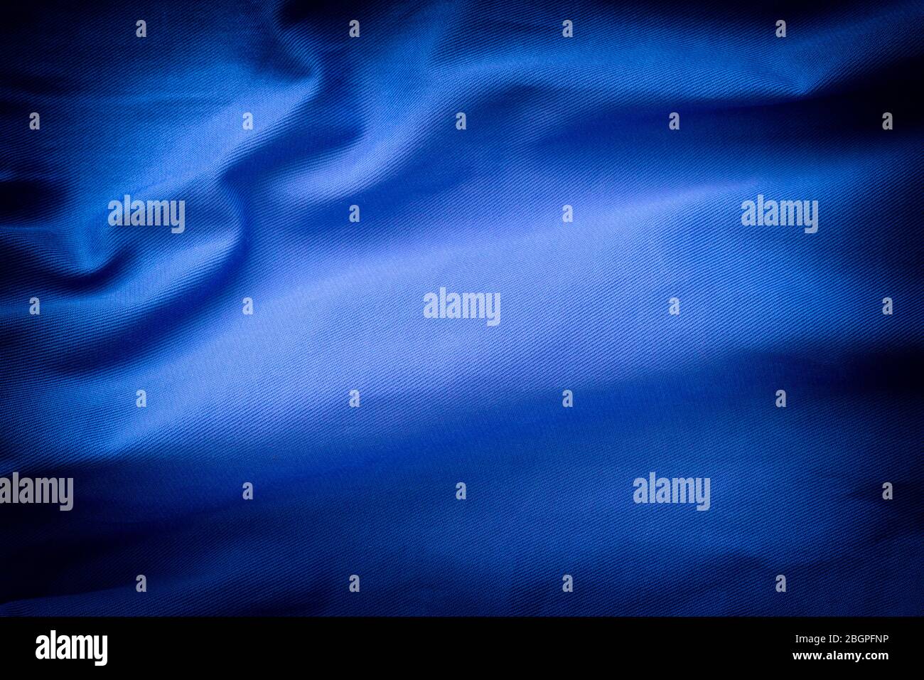 Blue wrinkled fabric texture background. Vignette. Close up Stock Photo ...