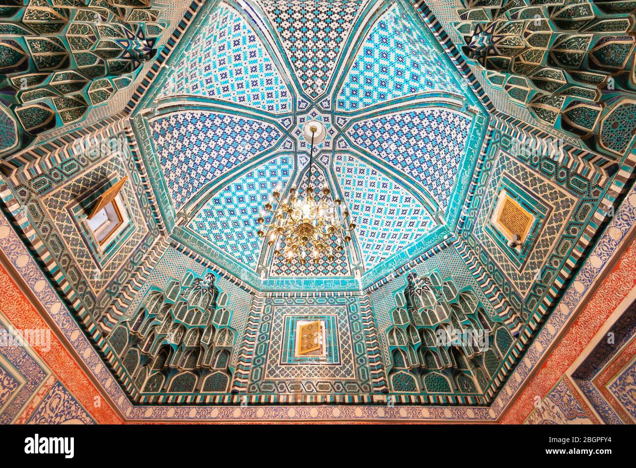 Decoration of the dome of the Kusam Ibn Abbas mausoleum in Shahi Zinda ...