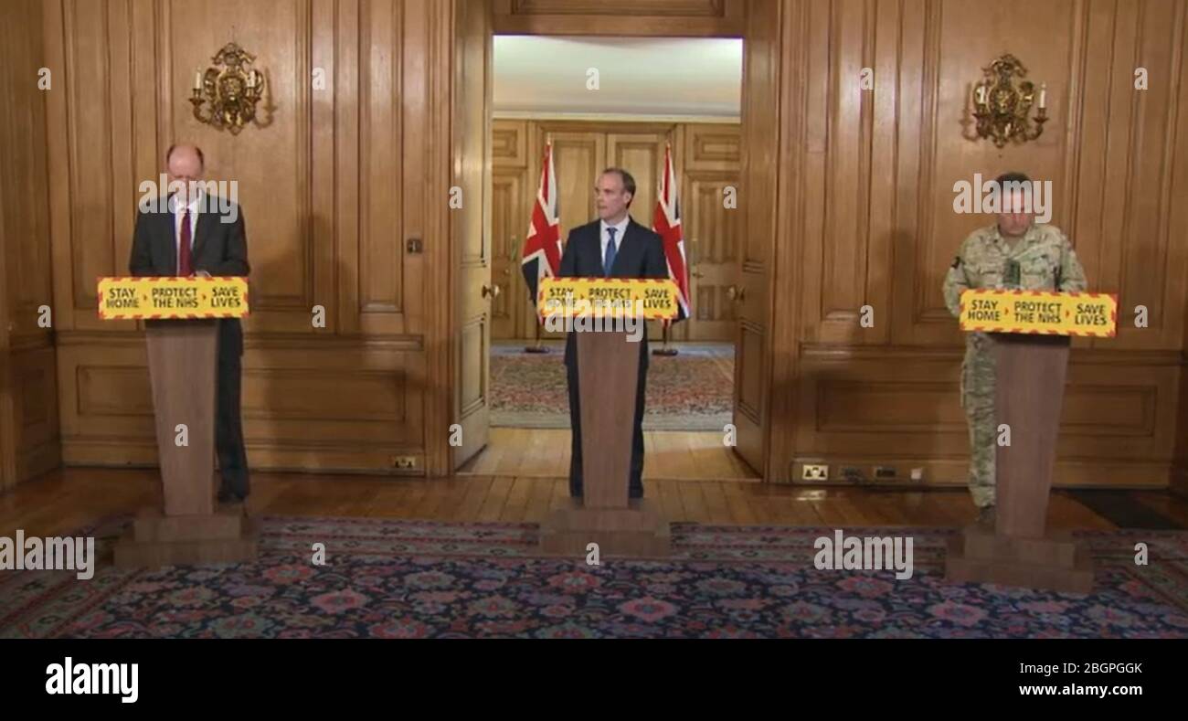 Screen grab of (left to right) Chief Medical Officer for England Chris ...