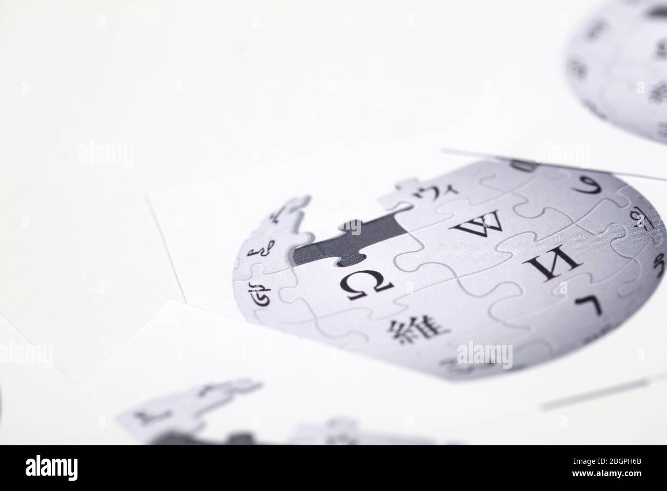 OXFORD, UK - FEB 16 2017: Wikipedia online encyclopedia logo printed on ...