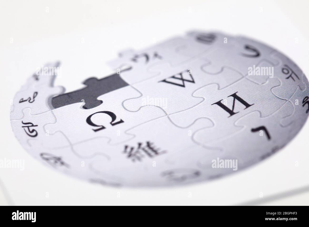 OXFORD, UK - FEB 16 2017: Wikipedia online encyclopedia logo printed on ...