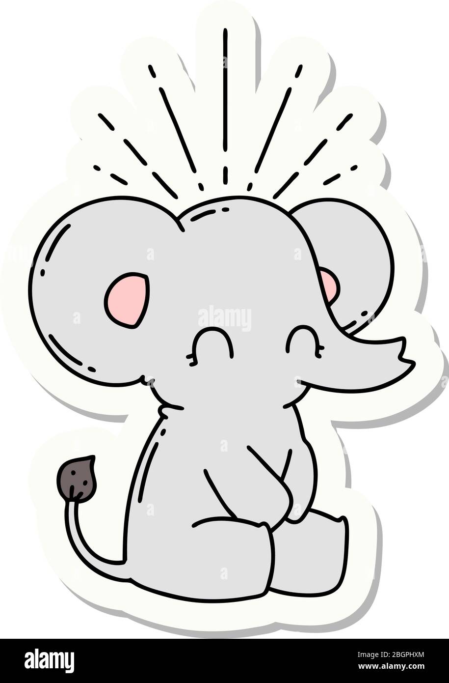 sticker of a tattoo style cute elephant Stock Vector Image & Art - Alamy