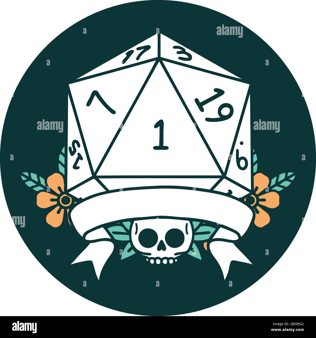 icon of natural one d20 dice roll Stock Vector Image & Art - Alamy