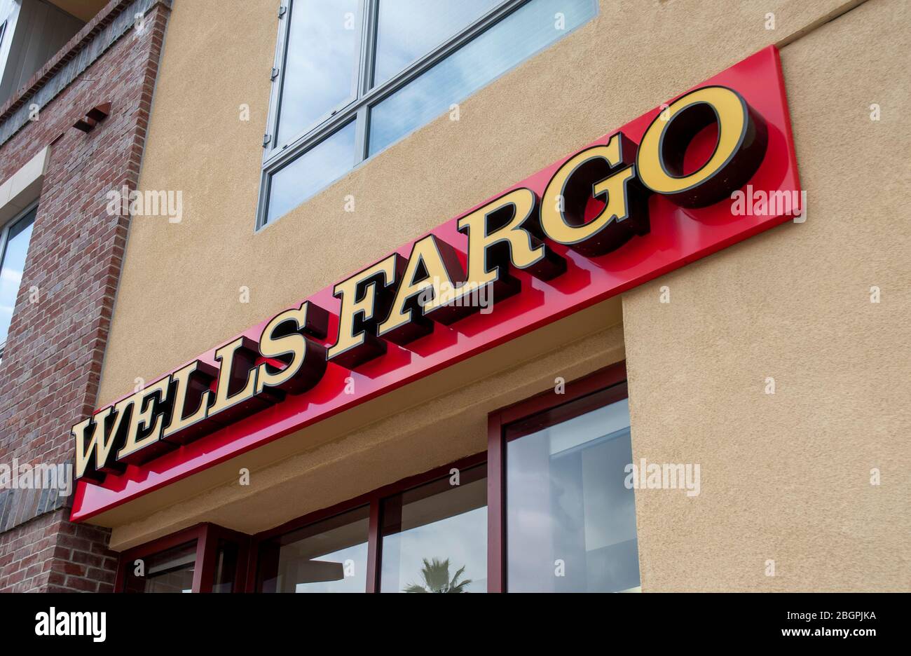 Wells Fargo bank sign in Los Angeles California USA Stock Photo - Alamy