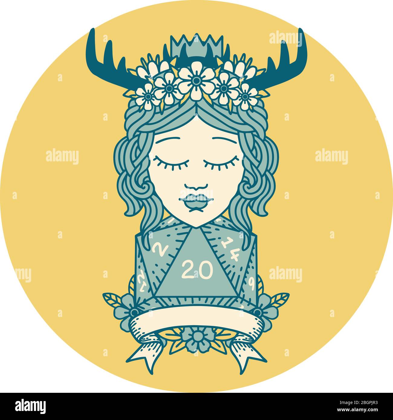 Retro Tattoo Style human druid with natural twenty roll Stock Vector ...