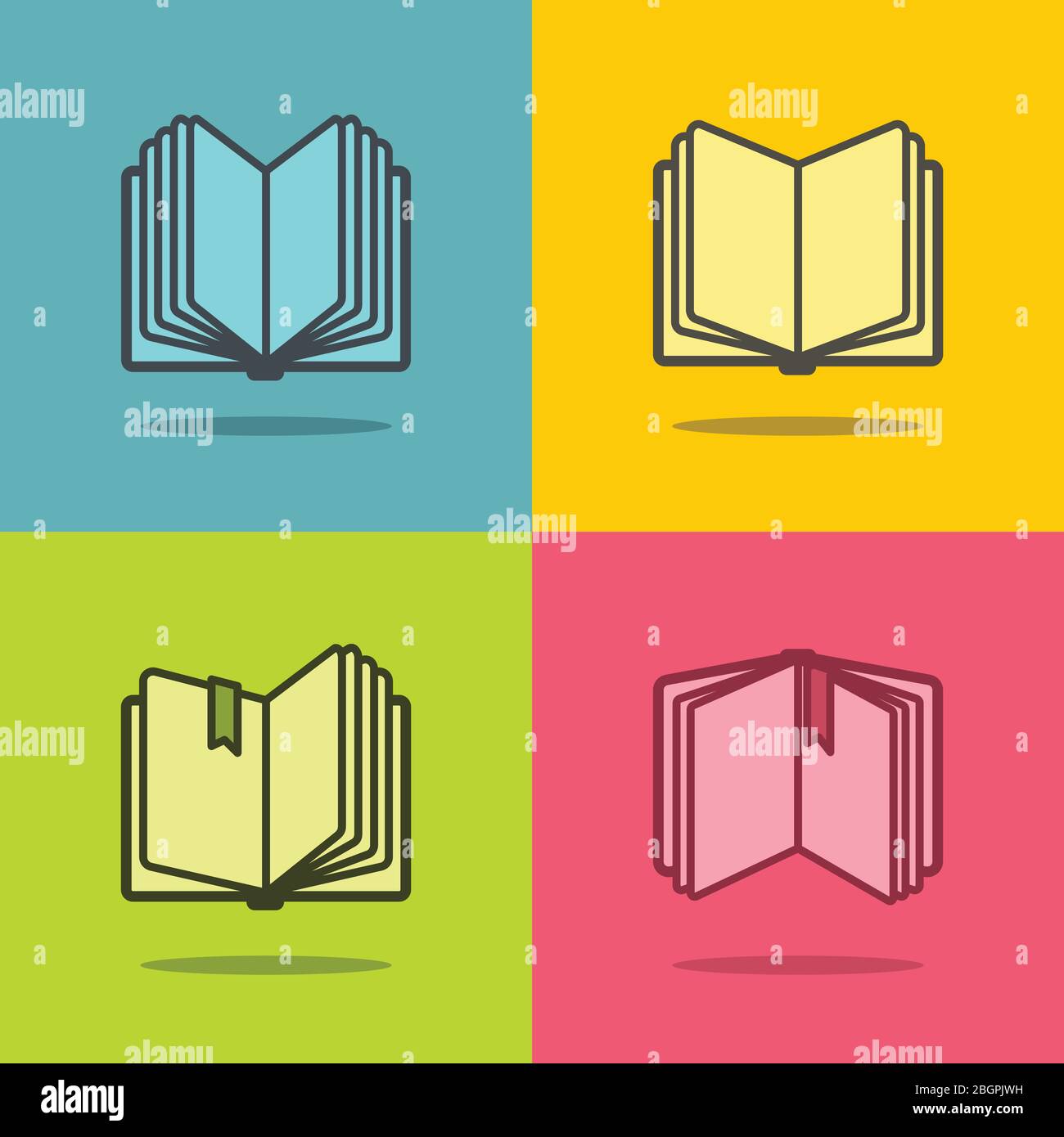 Book icons with shadow vector set for logos or emblems Stock Vector ...