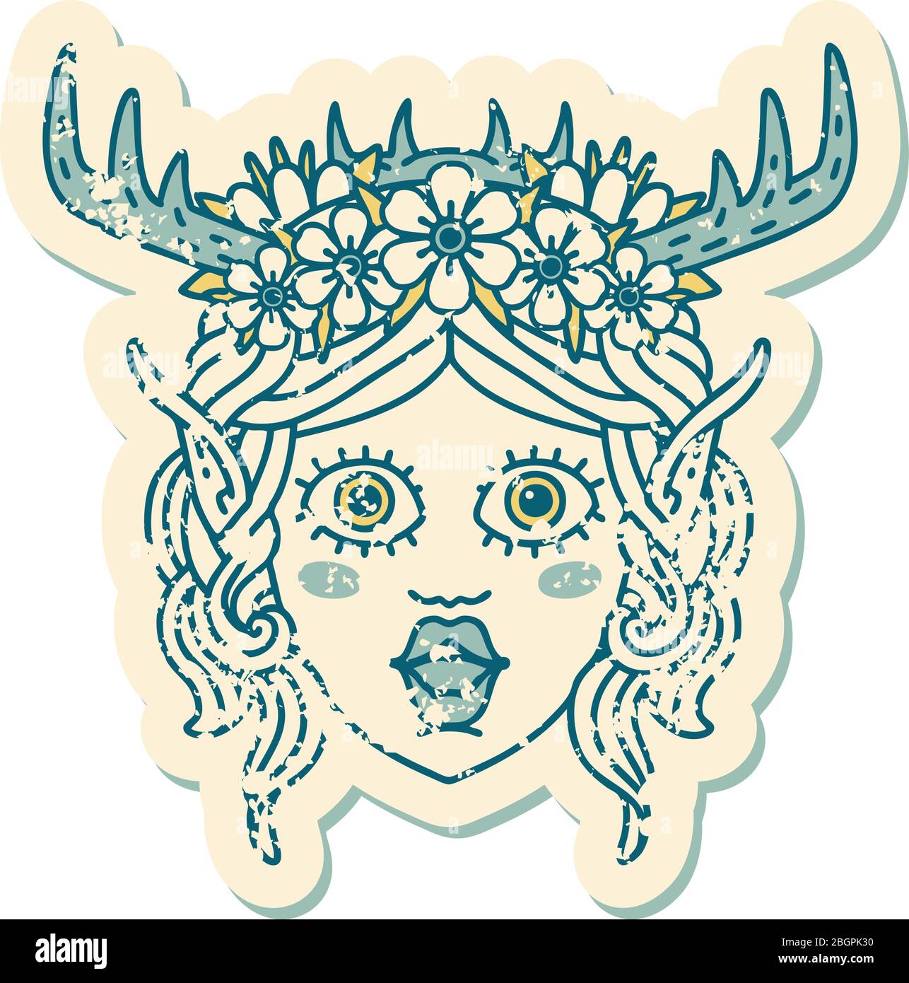 Retro Tattoo Style elf druid character face Stock Vector Image & Art ...