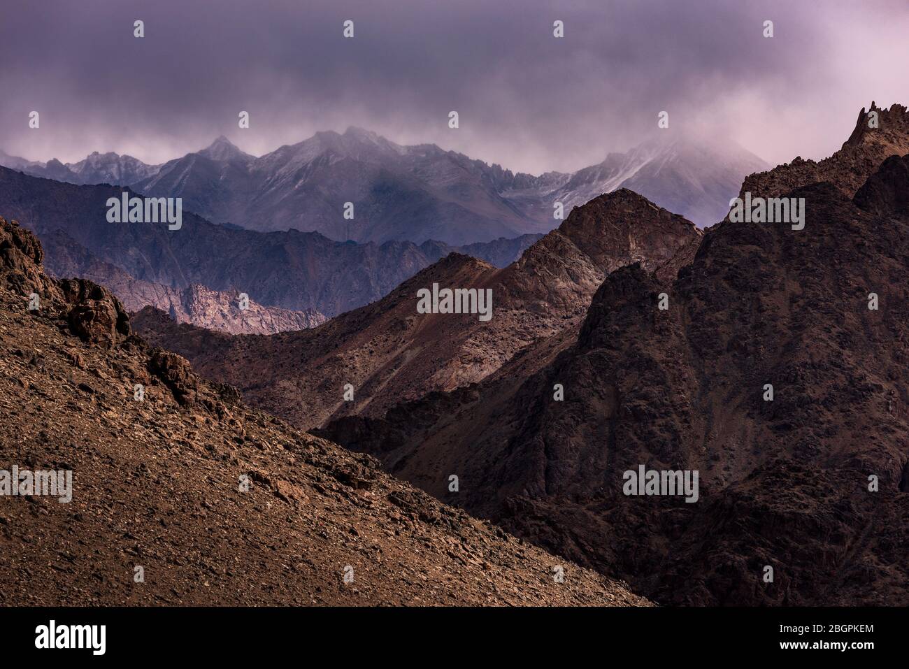 view of the Ladakh Range of Mountains from Leh in India Stock Photo - Alamy