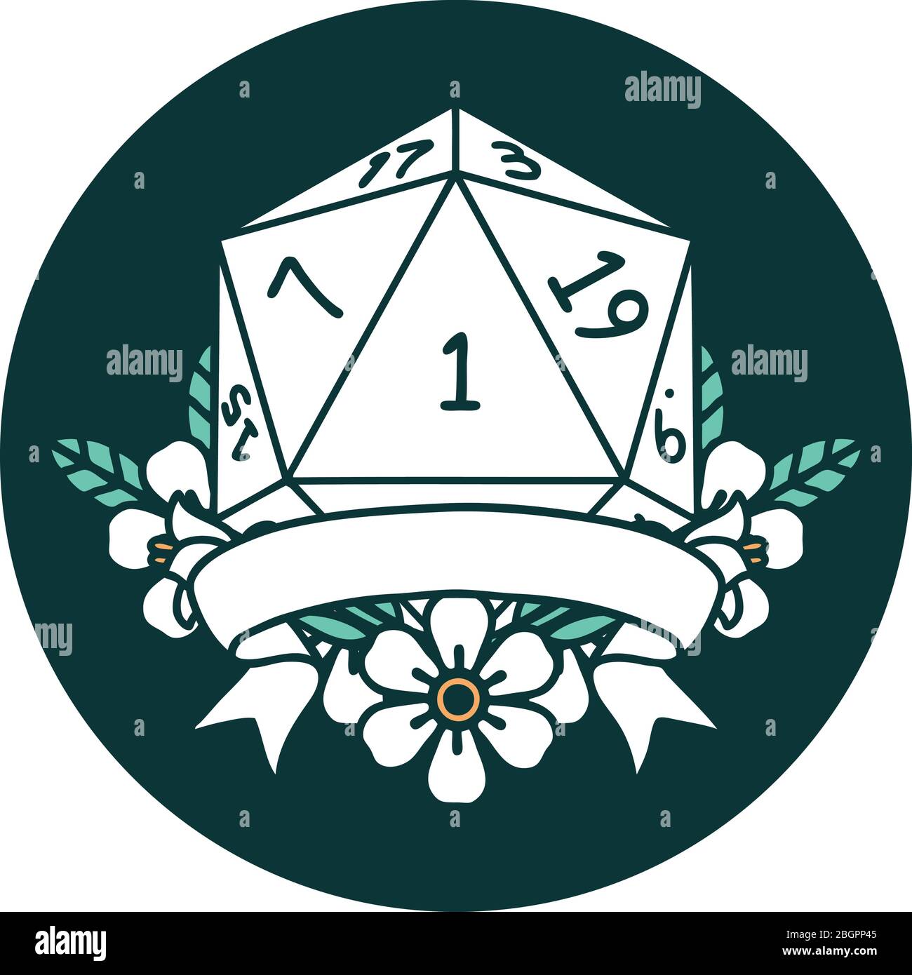 icon of natural one d20 dice roll Stock Vector Image & Art - Alamy
