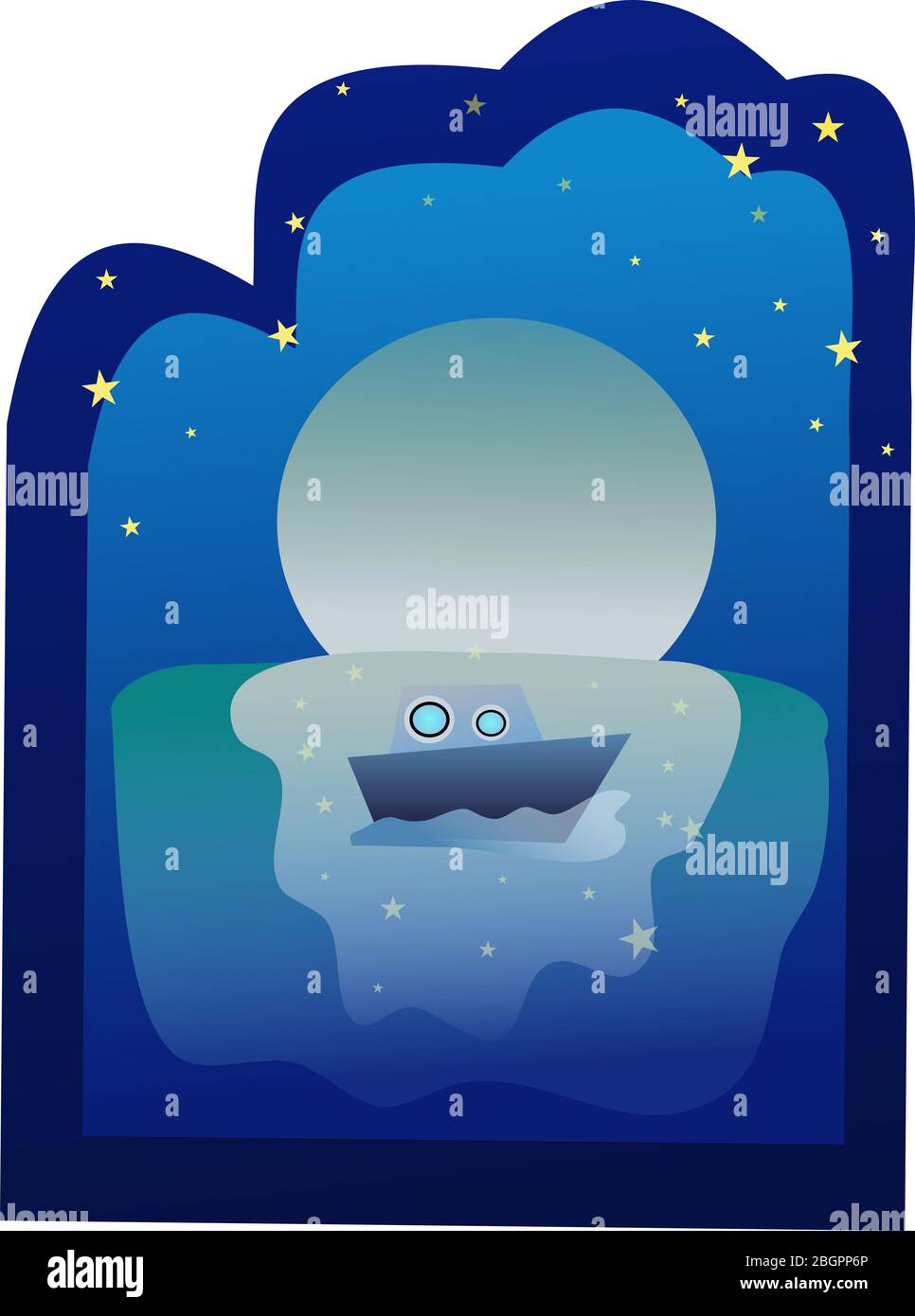 Big moon and floating boat Stock Photo - Alamy