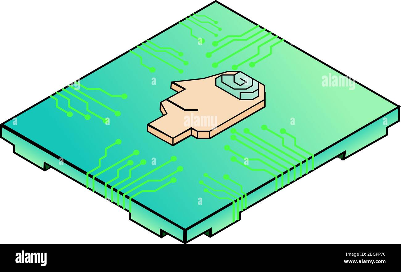 Microchip isometric art with matrix Stock Photo - Alamy
