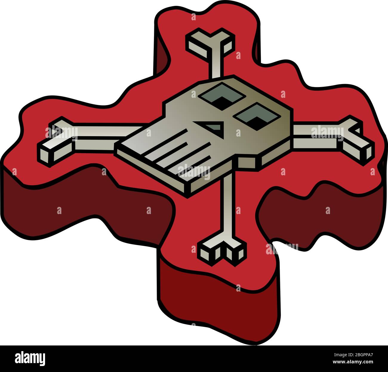 Isometric skull with bones and blood Stock Photo - Alamy