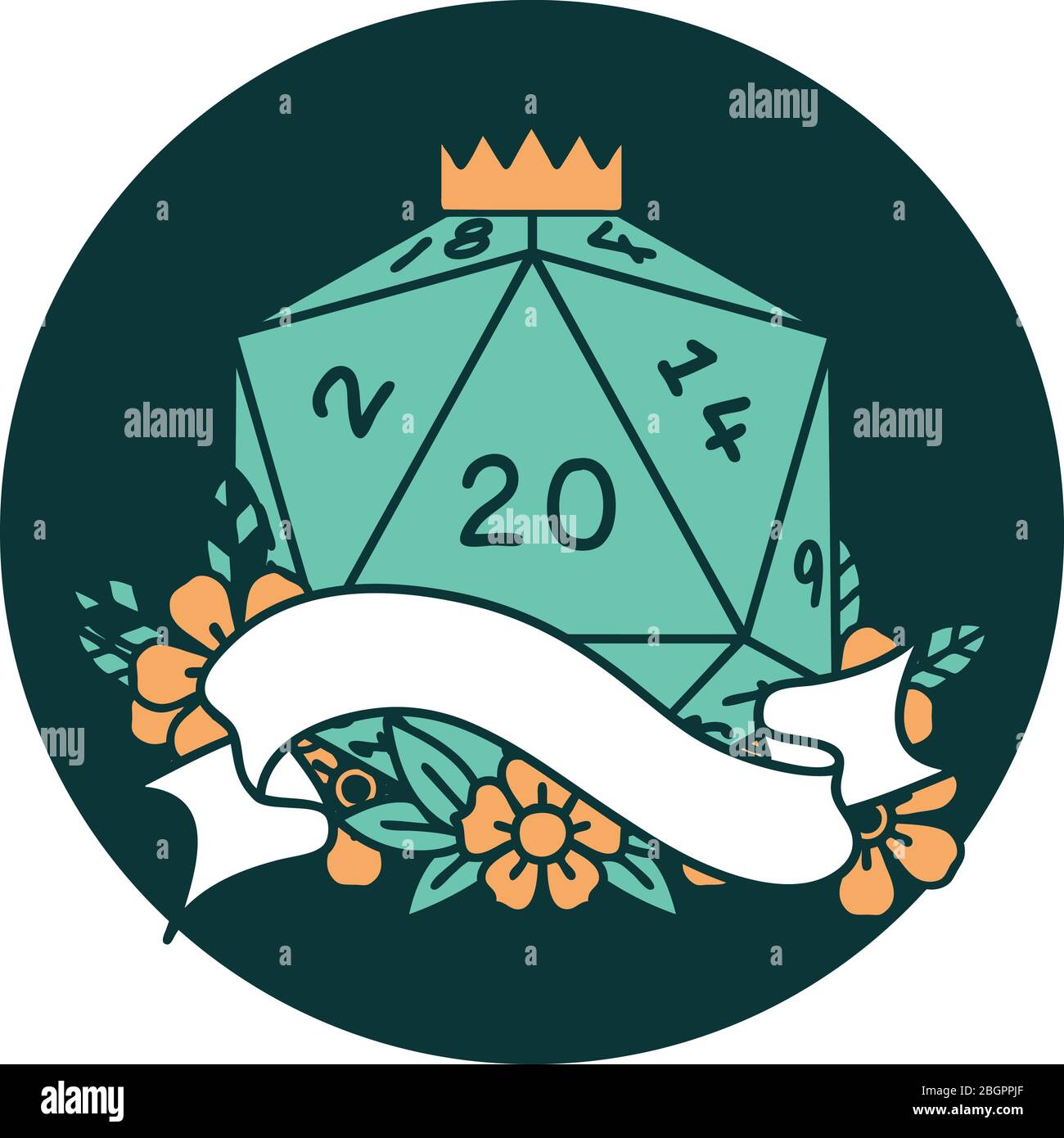 icon of natural twenty D20 dice roll Stock Vector Image & Art - Alamy