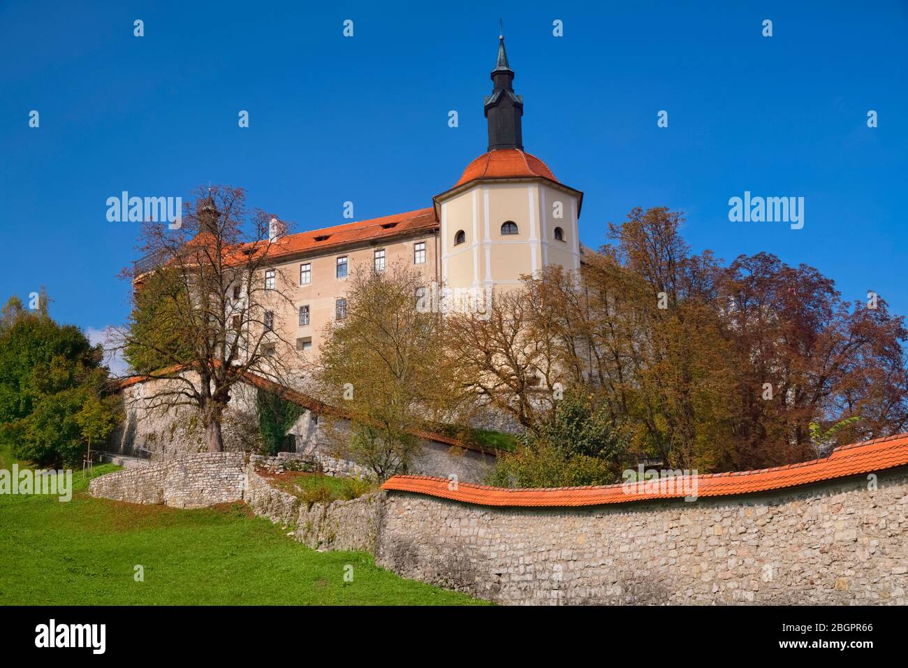 Slovenia, Upper Carniola, Skofja Loka, Loka Castle Stock Photo - Alamy