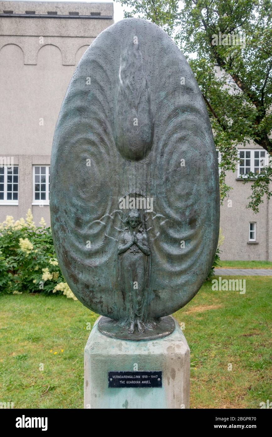 'Verndarengillinn', (The Guardian Angel, 1910-1947) sculpture in the ...