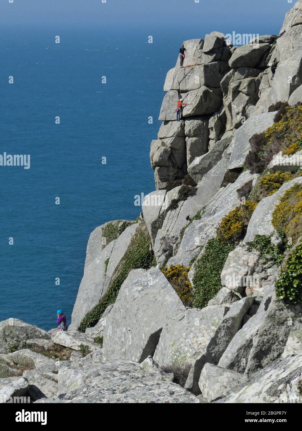 Rock Climbers on Cornish Cliff Stock Photo - Alamy