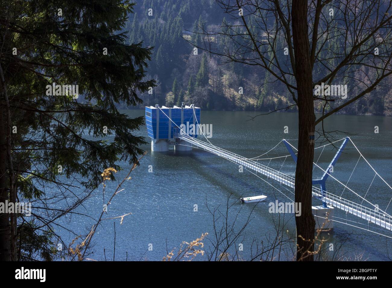 Drinking water reservoir. Sance Recice Dam in the Beskydy Mountains ...