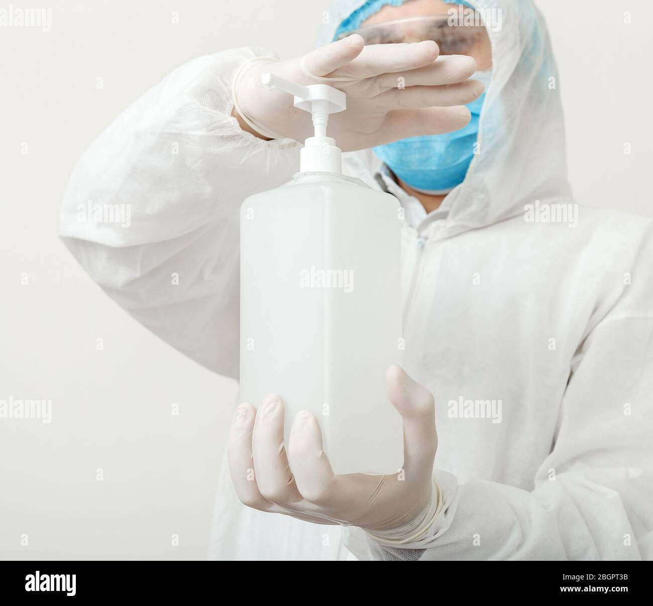 Sanitizer gel, alcohol liquid antiseptic for cleaning hands in doctor ...