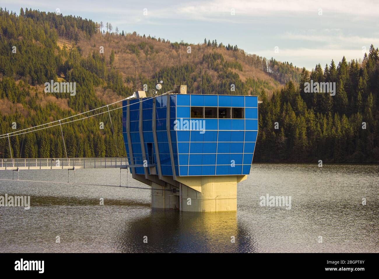 Drinking water reservoir. Sance Recice Dam in the Beskydy Mountains ...