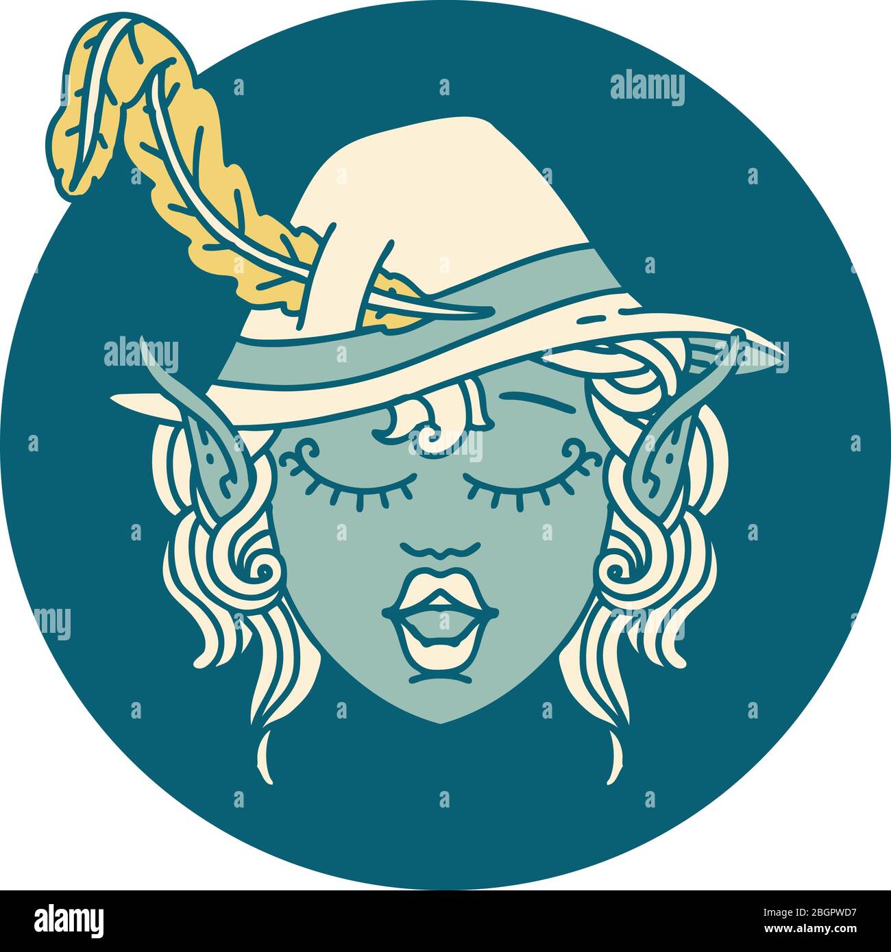 Retro Tattoo Style elf bard character face Stock Vector Image & Art - Alamy