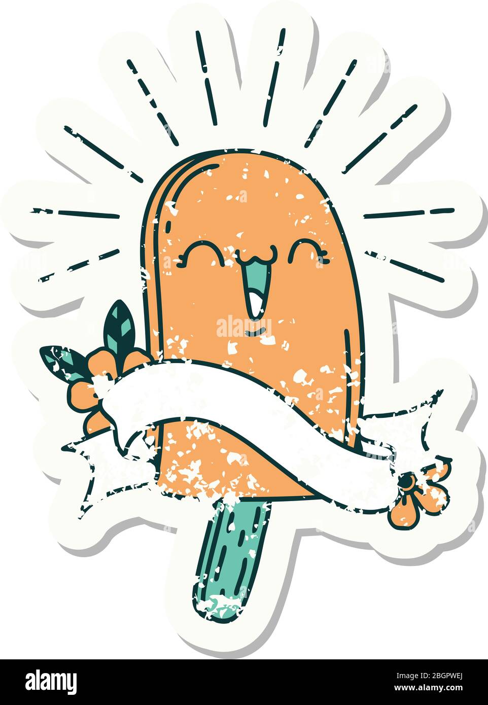 worn old sticker of a tattoo style ice lolly Stock Vector Image & Art ...