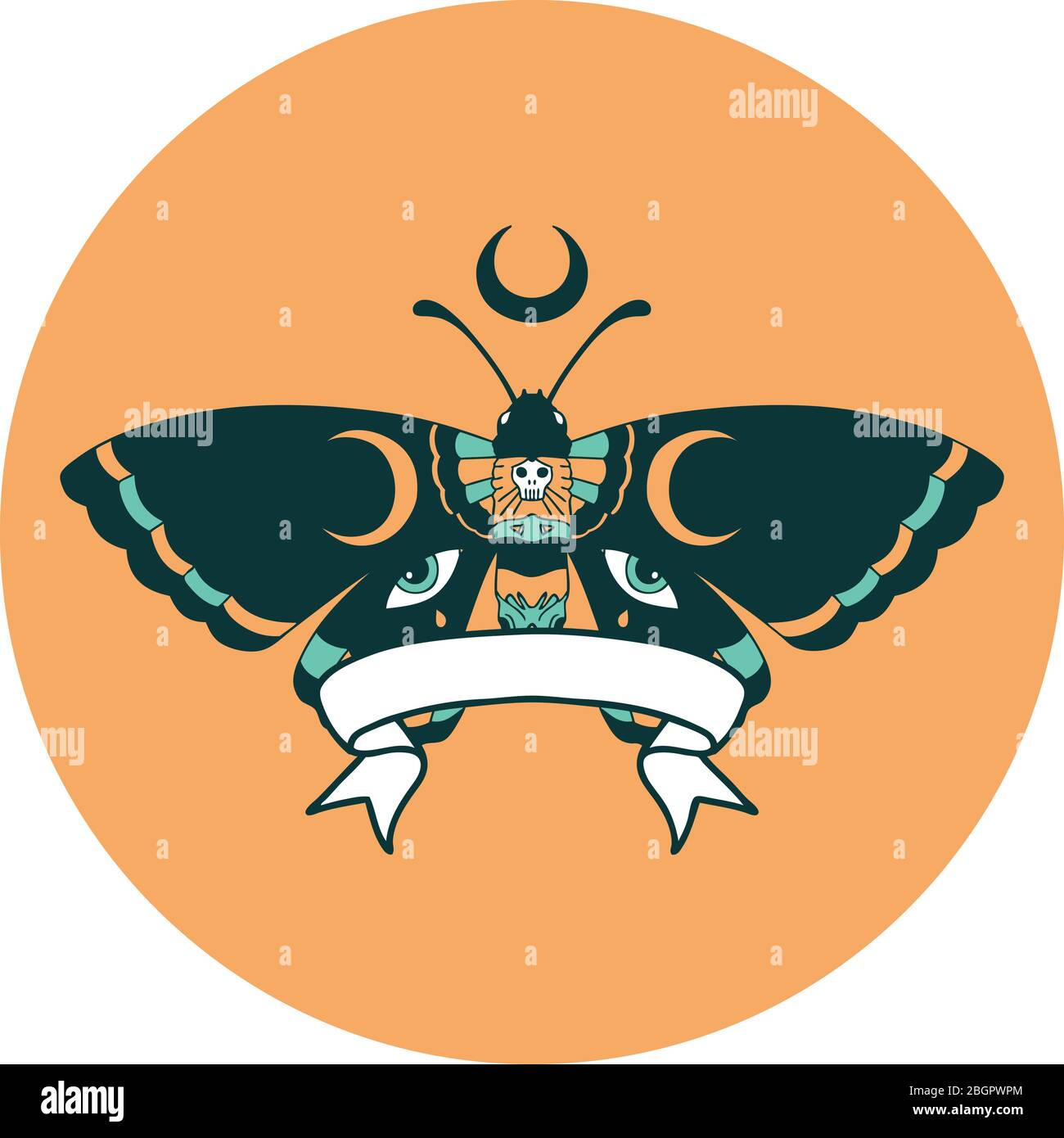 tattoo style icon with banner of a moth Stock Vector Image & Art - Alamy