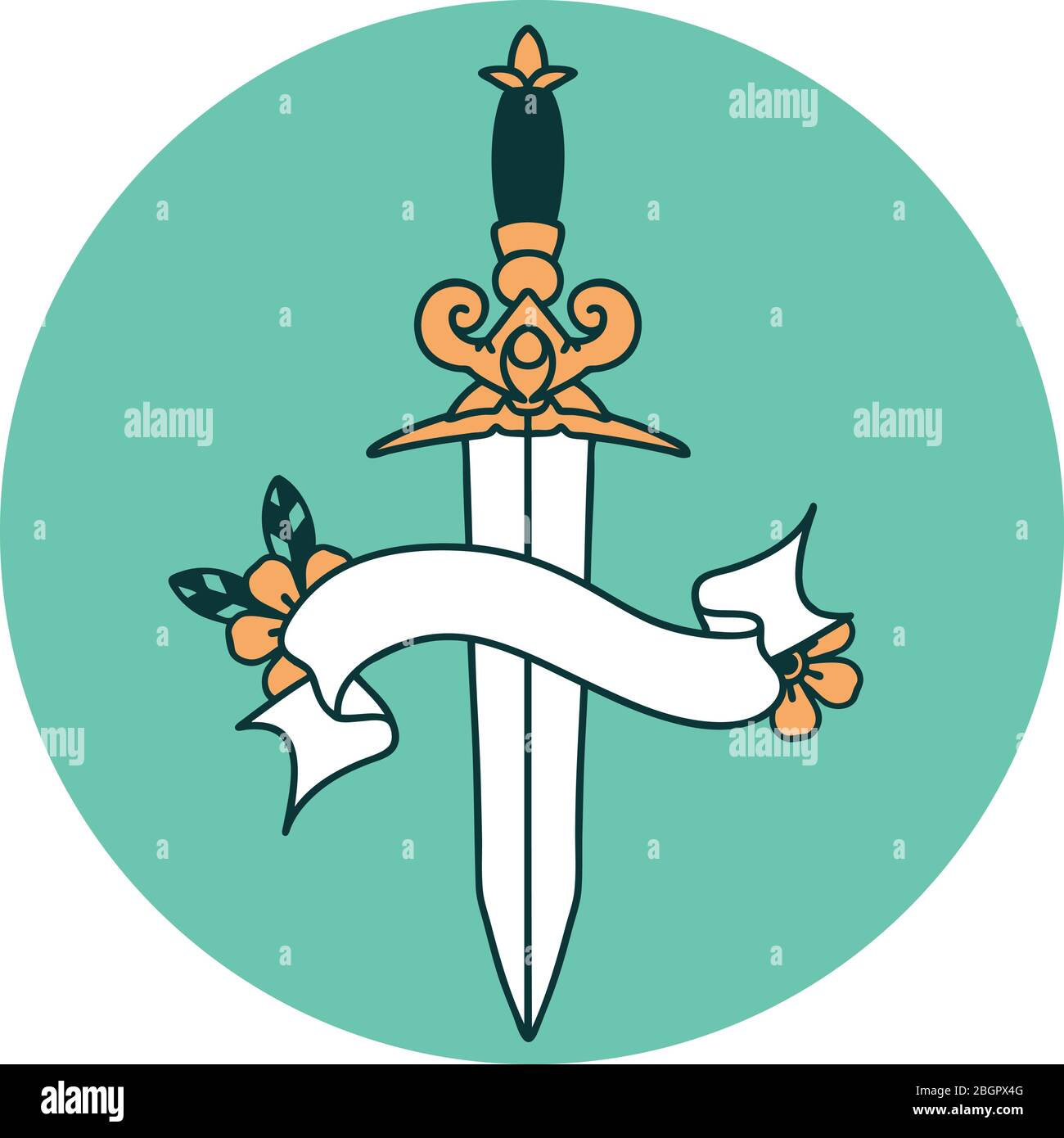 tattoo style icon with banner of a dagger Stock Vector Image & Art - Alamy
