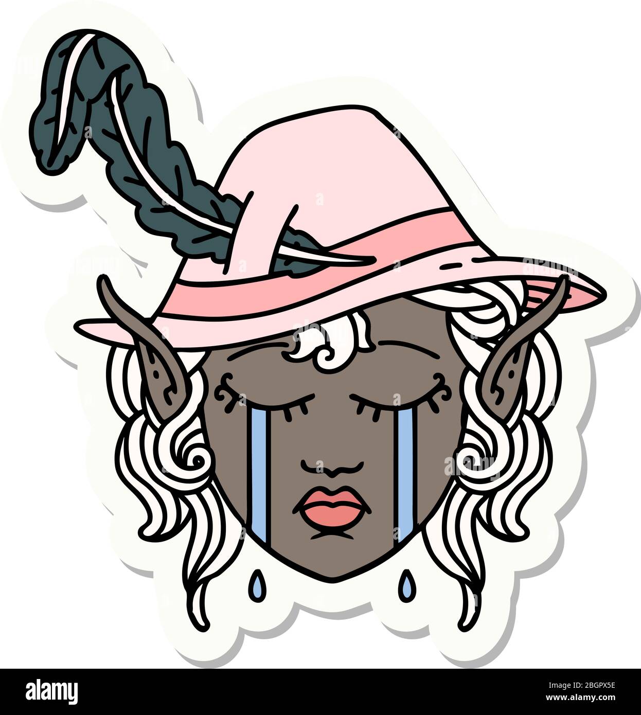 sticker of a crying elf bard character face Stock Vector Image & Art ...