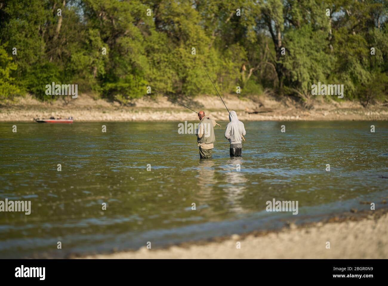 Anglers fishing in the River Danube, in Szentendre, Hungary Stock Photo ...