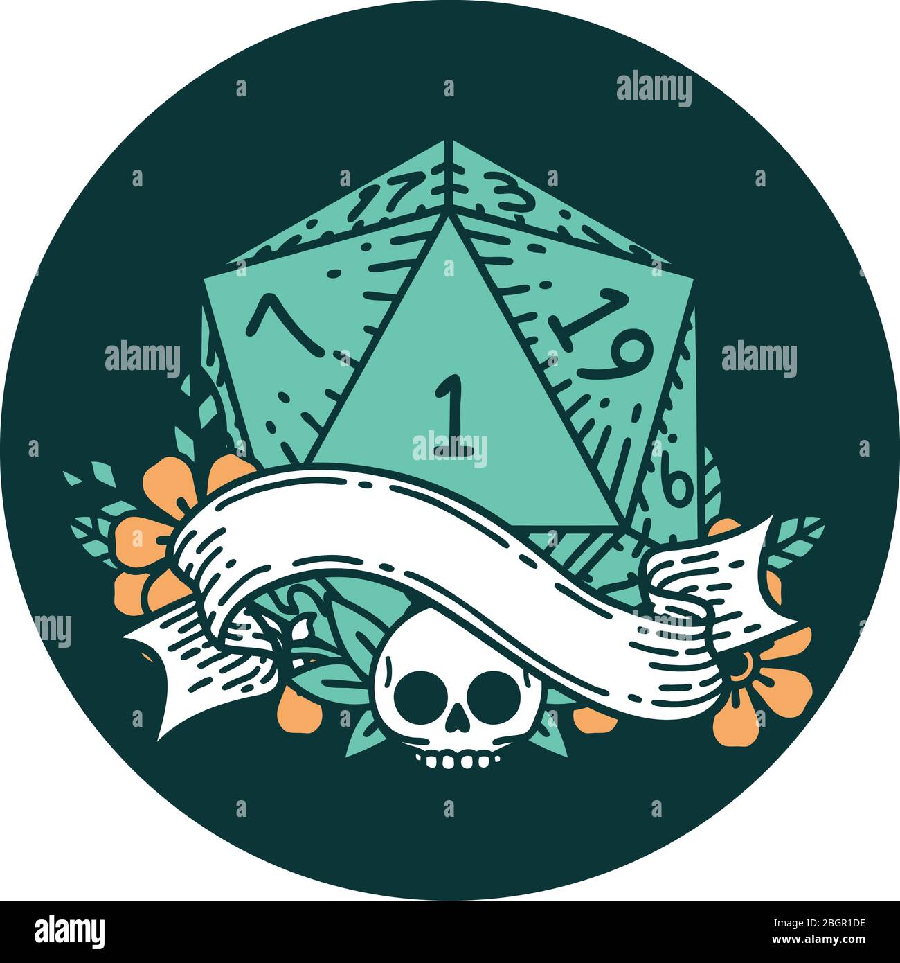 icon of natural one d20 dice roll Stock Vector Image & Art - Alamy