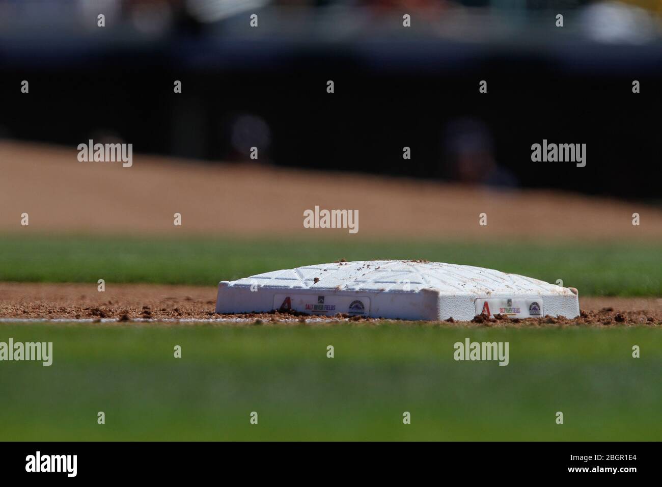 Baseball detail in the field. MLB, Veterans Memorial Stadium. Tucson ...