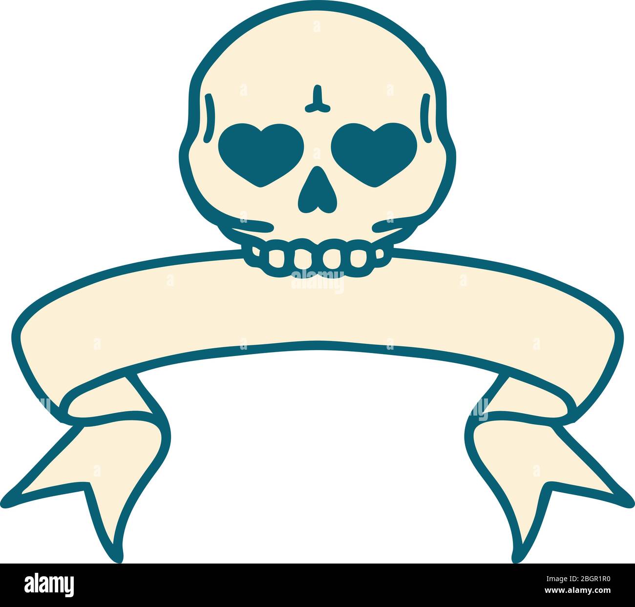 traditional tattoo with banner of a skull Stock Vector Image & Art - Alamy