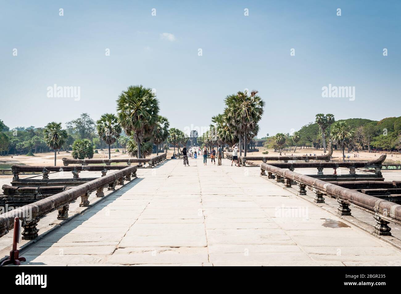 Path leading to the Angkor temple. Siem Reap Province, Cambodia Stock ...