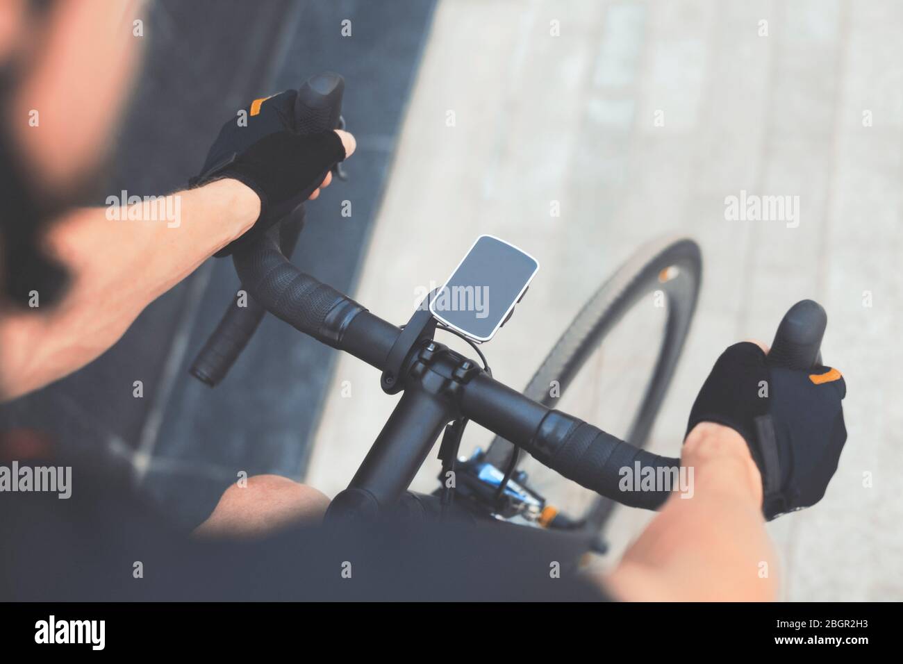 Road Bike With GPS Navigator With Smart Watches on Cycle Handle Bar ...