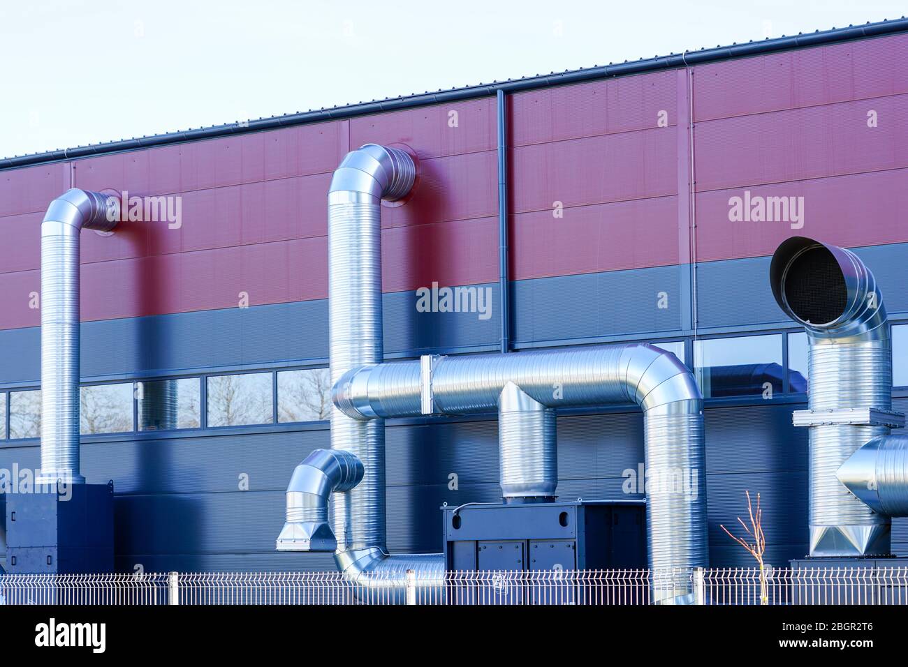 New modern factory heating and ventilation system with stainless steel ...