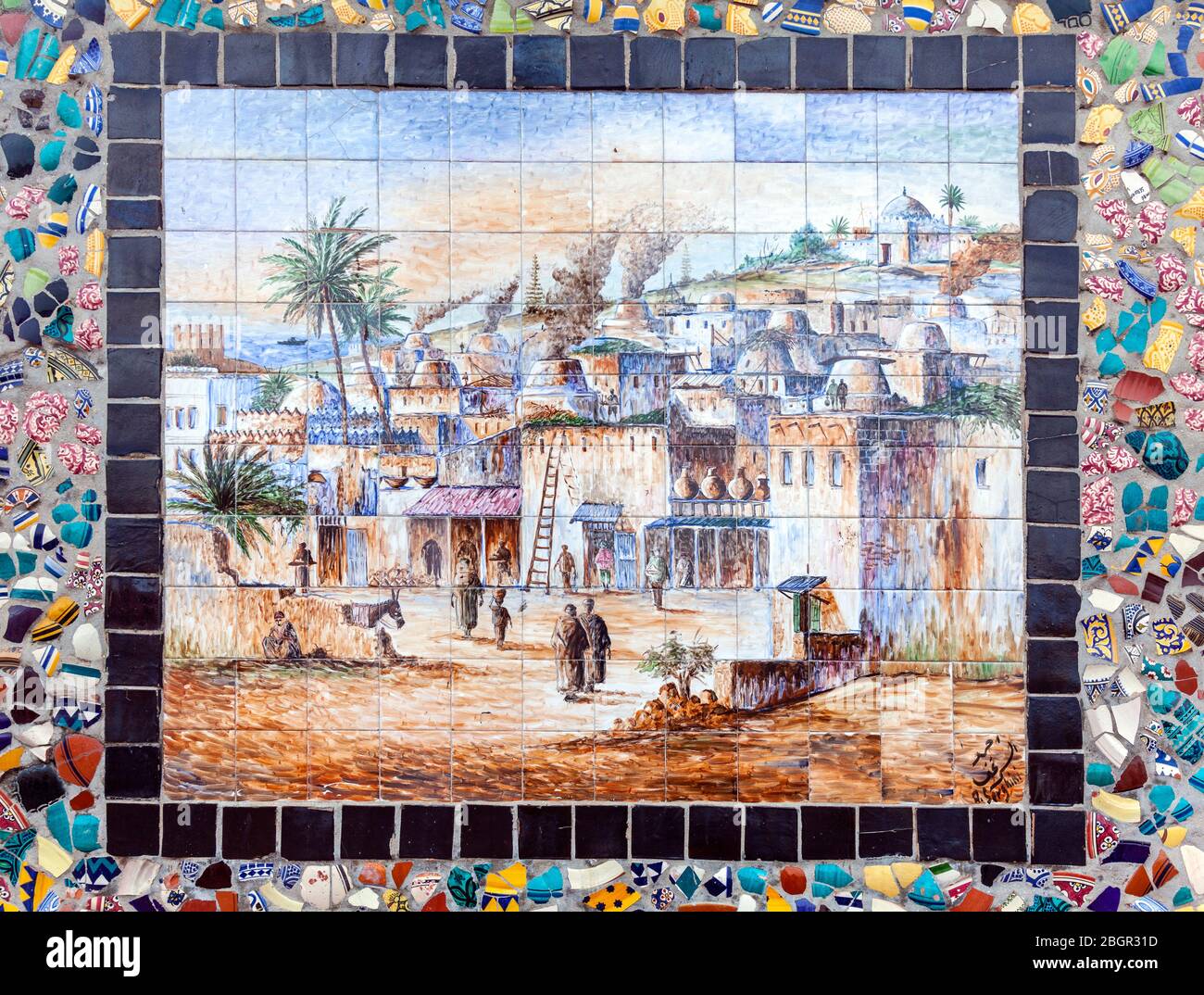 Mosaic with tiles depicting a village in Safi, Morocco Stock Photo - Alamy