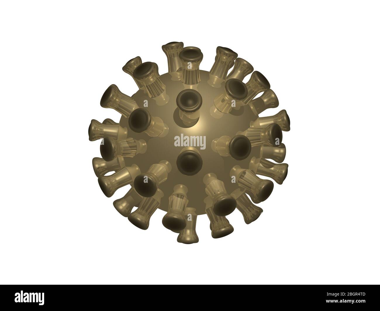 GOLD CORONA virus illustration having sticky arms around the body with ...