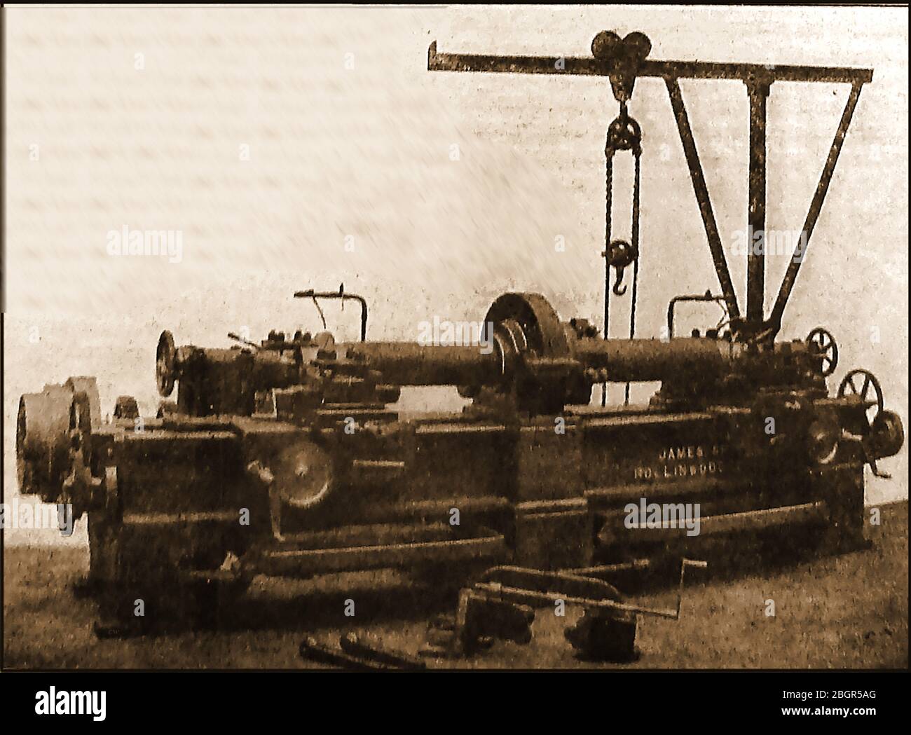 An axle turning lathe produced by James Spencer & Company of Hollinwood ...