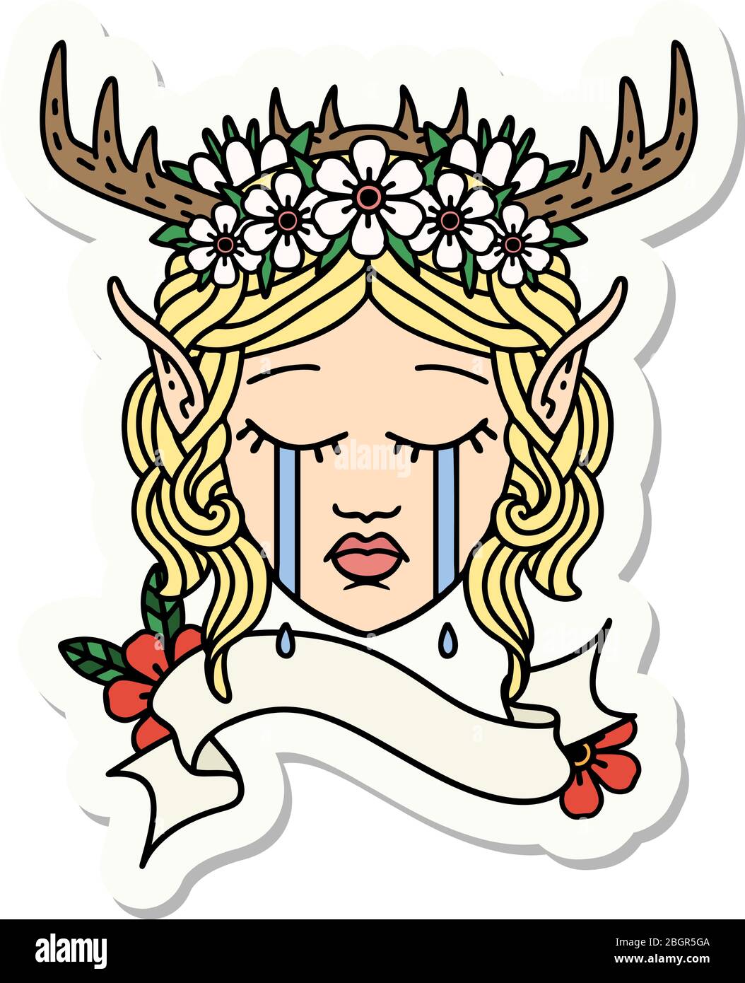sticker of a sad elf druid character face Stock Vector Image & Art - Alamy