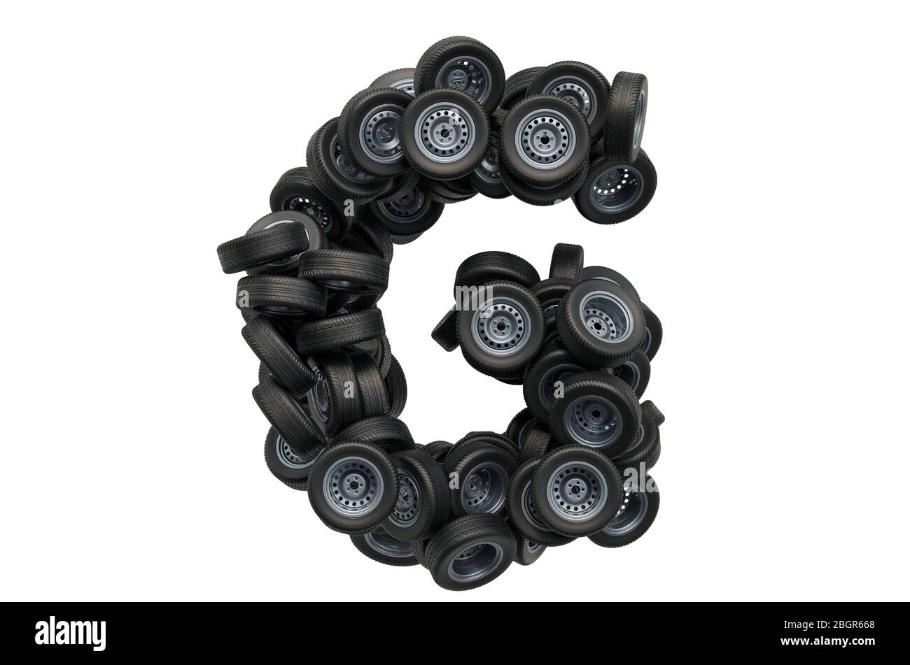 Letter G from car wheels, 3D rendering isolated on white background ...