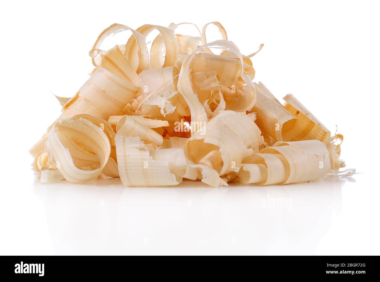 Wood shavings isolated on white Stock Photo - Alamy